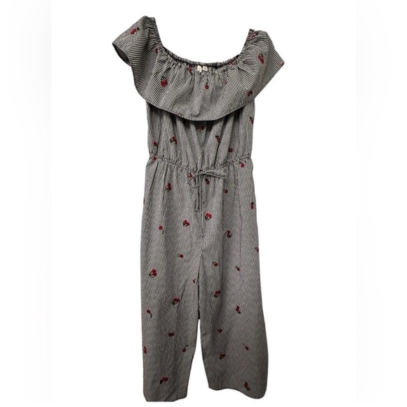 Tacera | Pants & Jumpsuits | Tacera Gingham Blackwhite Checked Jumpsuit ...